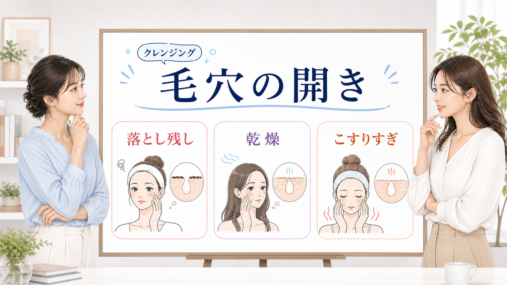 毛穴の開きにクレンジングは効く？落とし残しとこすりすぎを分ける